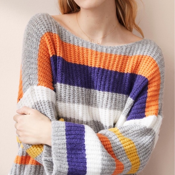 Lou & Grey | Tops | Lou Grey Chunky Knit Color Block Wool Blend ...